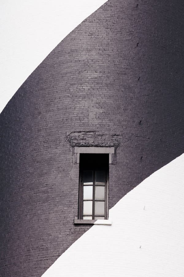Black White Painted Brick Wall Lighthouse Window Stock Image - Image of ...