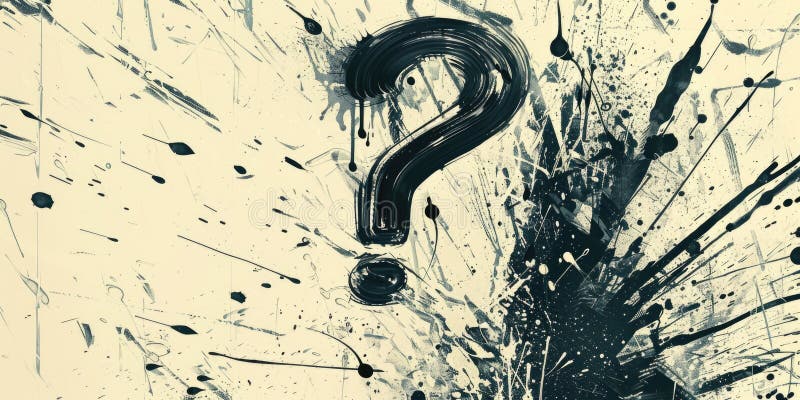 Black and White Painting of a Question Mark, Suitable for Various ...