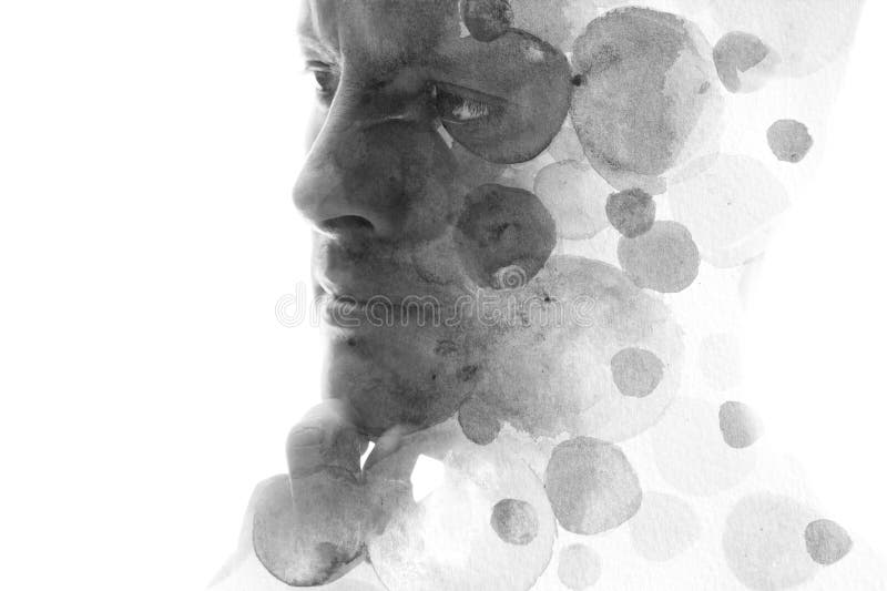 A Black and White Paintography Portrait of a Man and Painted Circles ...