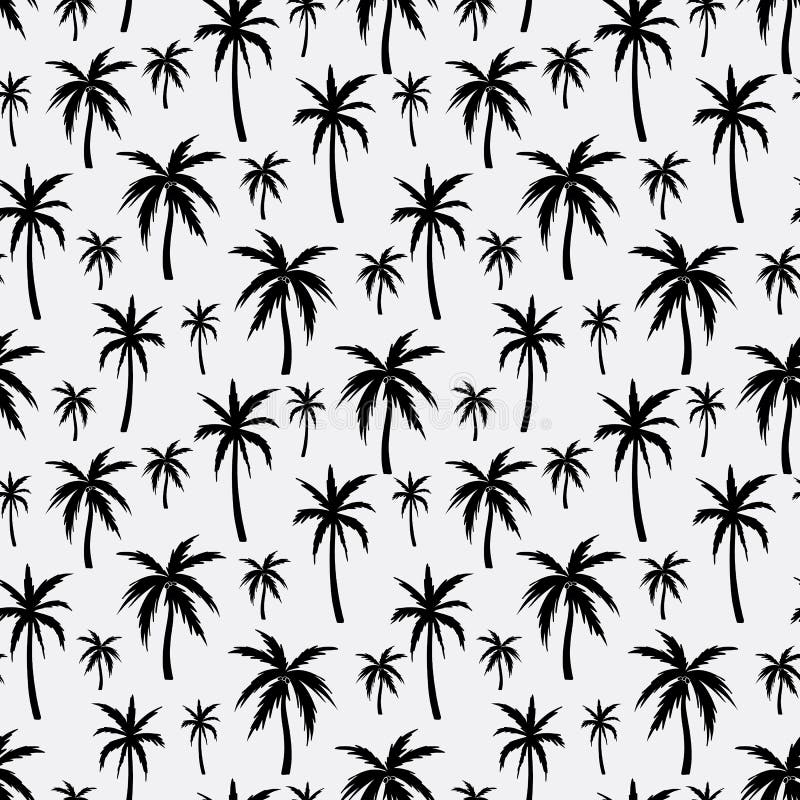 Black White Palm Trees Repeat Pattern Design Illustration Stock Vector ...