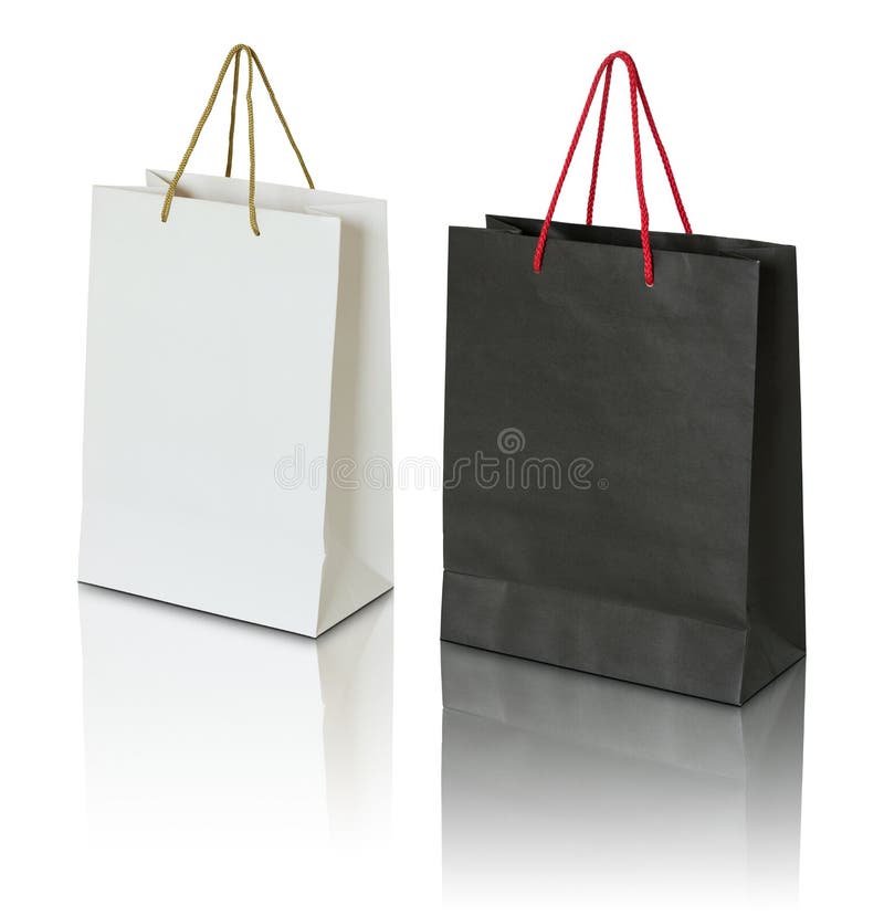 White paper bag isolated stock image. Image of package - 19990359