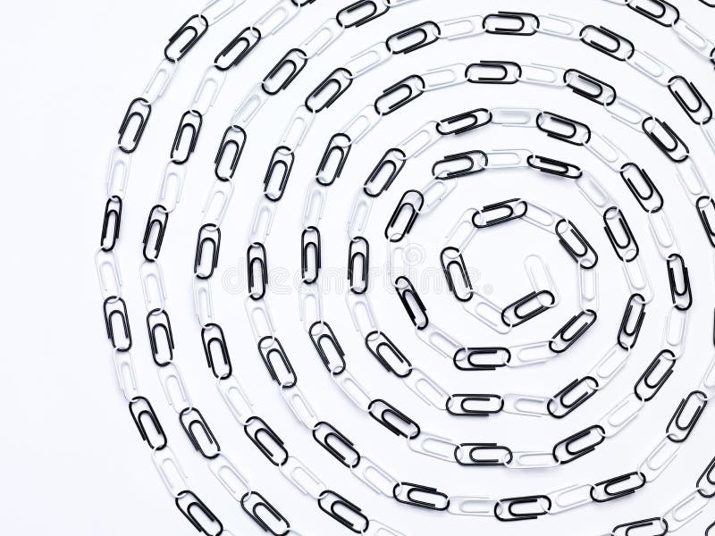 Black and White Paper Clips Composition. Spiral. Stock Photo - Image of ...