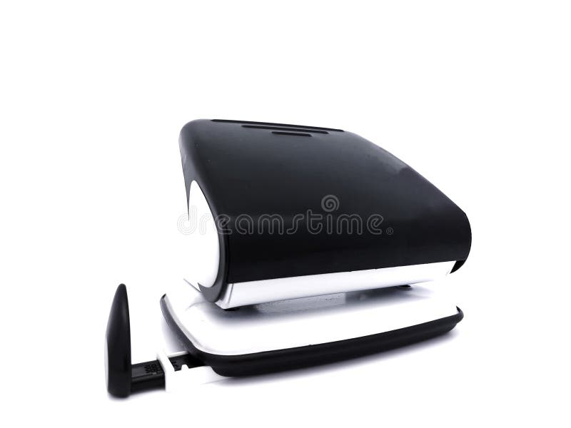 Black and White Paper Hole Puncher, Isolated on White Background. Side ...