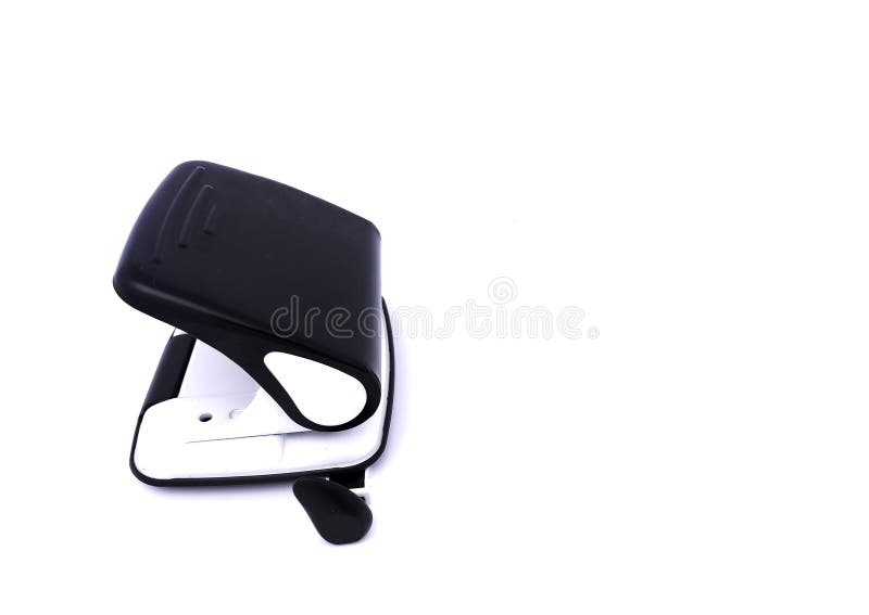 Black and White Paper Hole Puncher, Isolated on White Background. Side ...