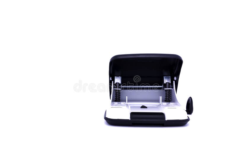 Black and White Paper Hole Puncher, Isolated on White Background. Side ...