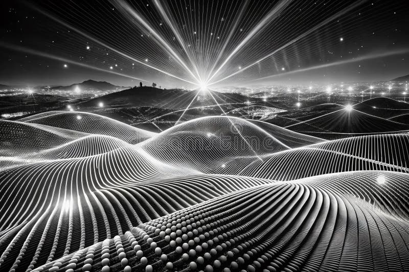 Black and White Particle Wave Abstract Background Minimalist Design for ...