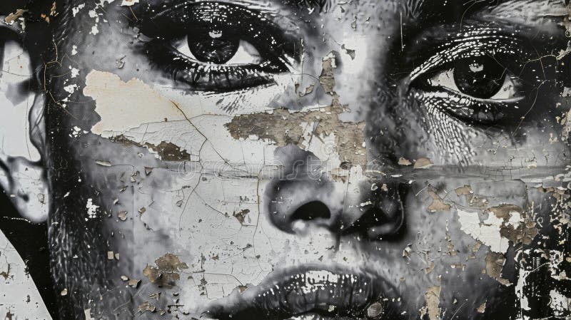A Black and White Pasteup of a Face with Distorted Features Challenging ...