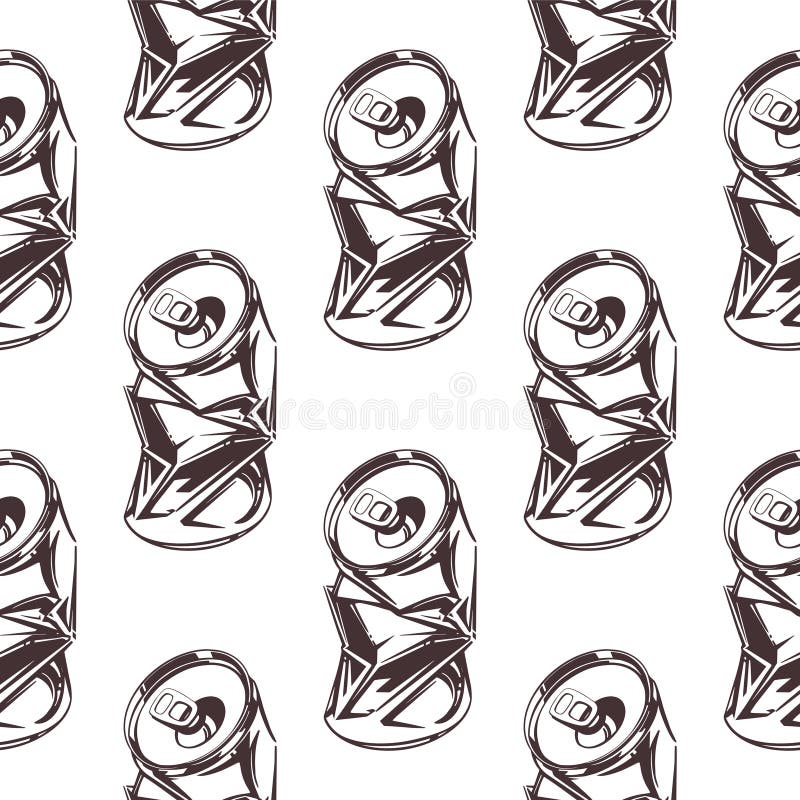 Black and White Pattern of Crumpled Empty Soda Cans for Print and ...