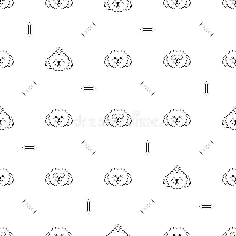Black and White Pattern with Faces Shih Tzu and Dog Bones Stock Vector ...