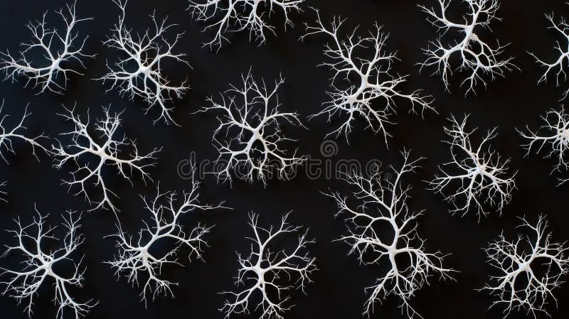 A Bunch of White Neurons on a Black Background Stock Illustration ...