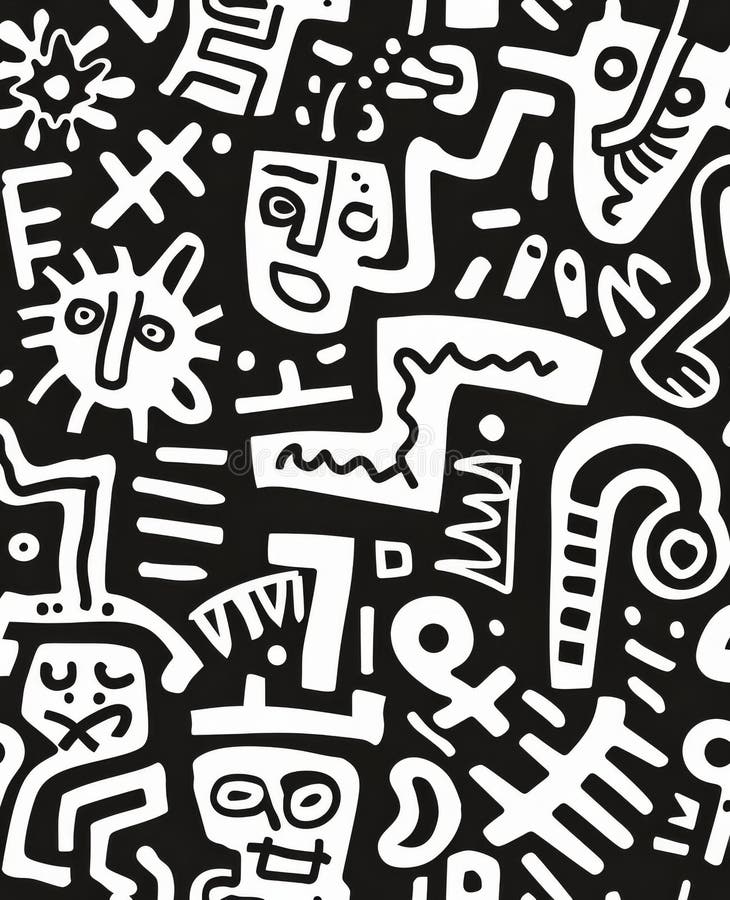 Black and White Pattern with White Letters Stock Image - Image of ...