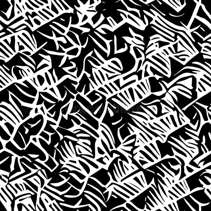 Black and White Pattern with White Letters. Generative AI. Stock ...