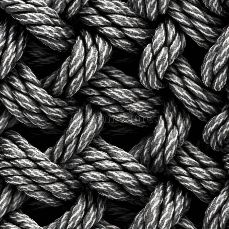 Black White Pattern of Ropes Close Up Very Detailed Tile Seamless ...