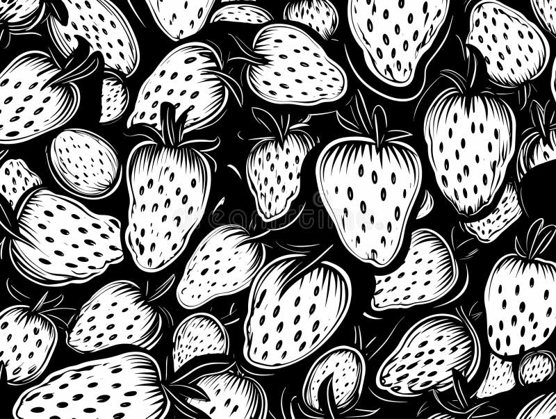 A Black and White Pattern of Strawberries - Strawberries and Yogurt ...
