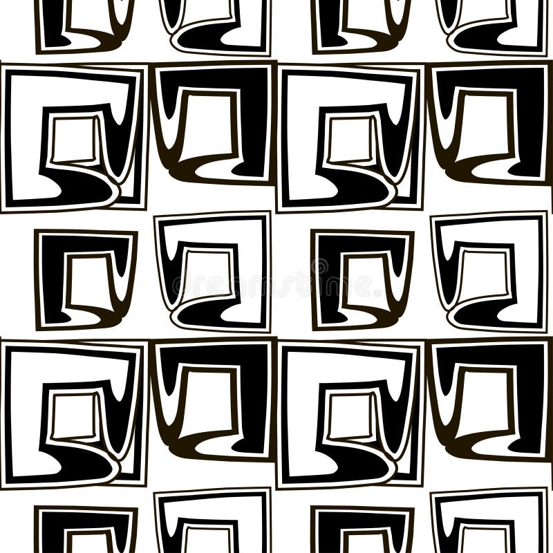 Black and White Pattern of Stylized Squares Stock Vector - Illustration ...