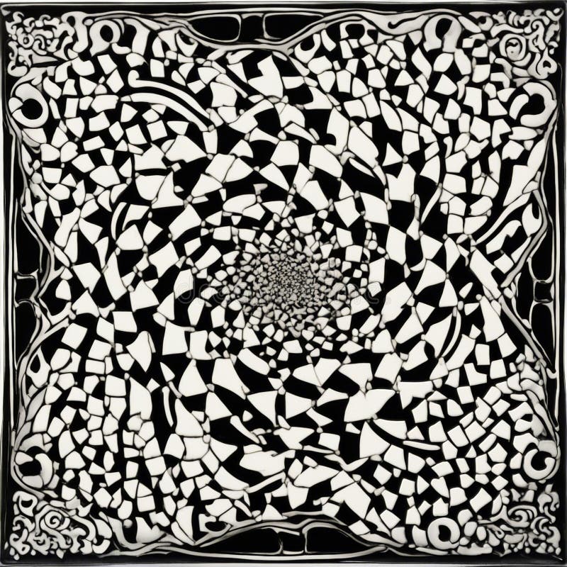 Black and White Pattern a Turkish Spiral Decorative Tile Plate Spiral ...