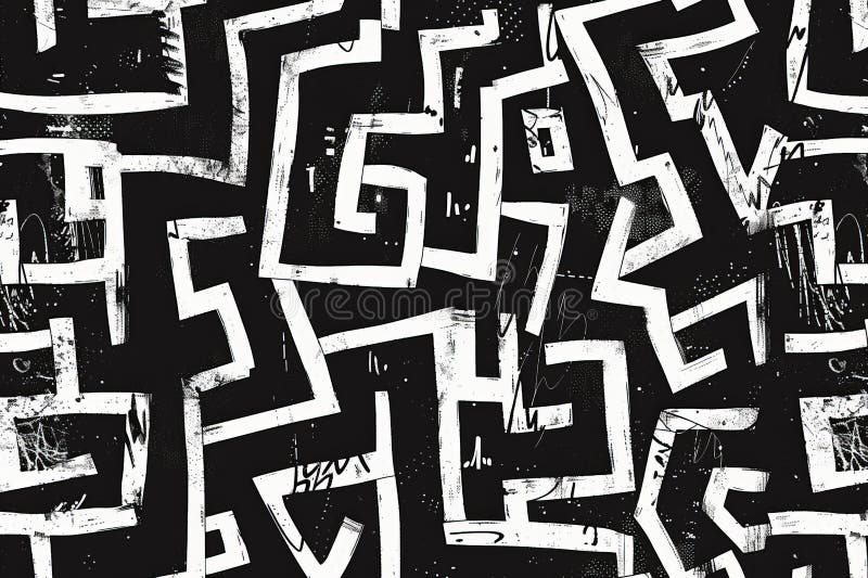 Black and White Pattern with White Letters Stock Illustration ...
