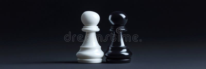 Black and White Pawns Standing Together on Dark Background Stock Photo ...