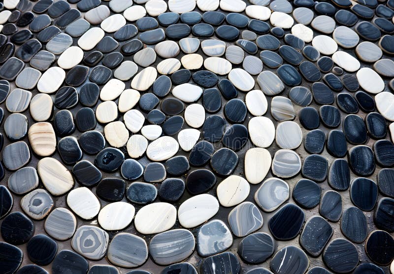 Black and White Pebble Mosaic Pattern Stock Illustration - Illustration ...