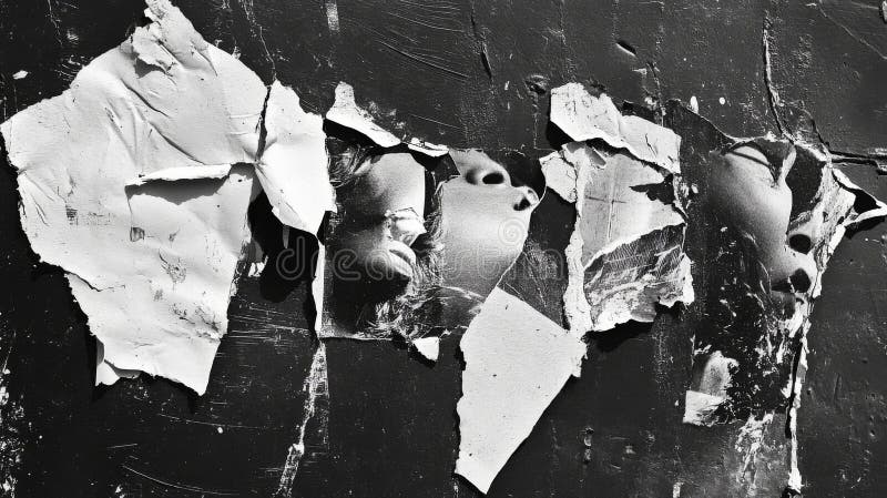 Black and White Peeling Paper Texture on Wall Stock Illustration ...