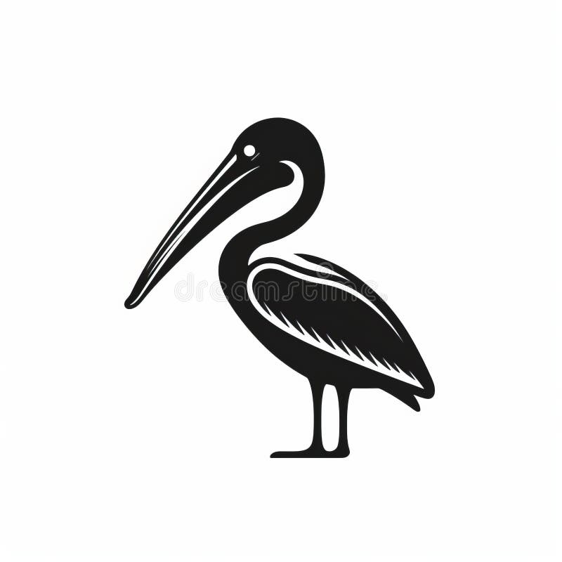 Black And White Pelican Icon Ingrid Baars Style Stock Illustration