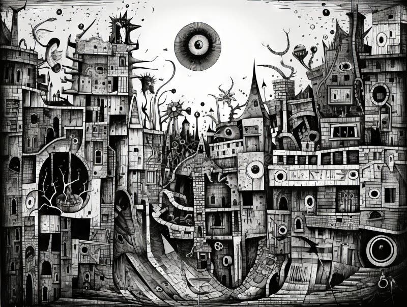 Cityscape in Expressionalism Stock Illustration - Illustration of ...