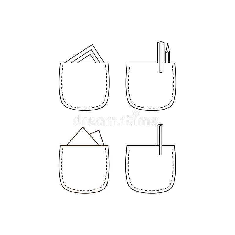 Black and White Pencil in Pocket. Stock Vector - Illustration of ...
