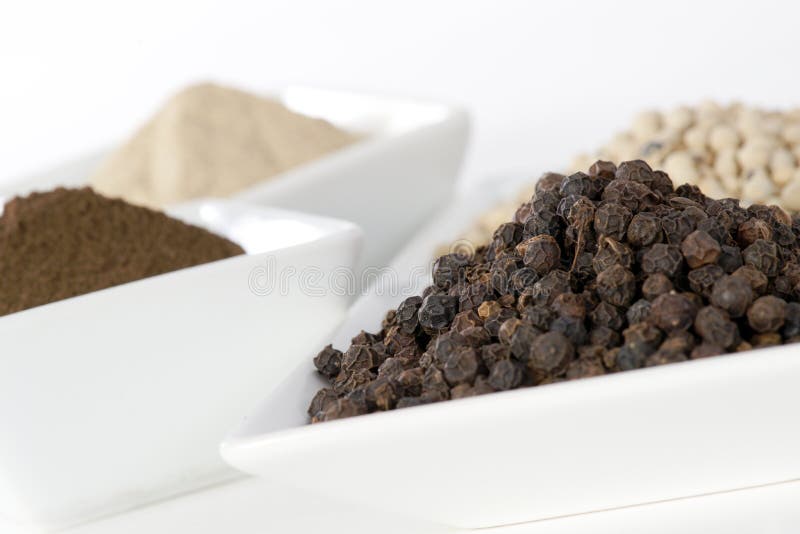 Black and White Pepper Grain and Powder Stock Photo - Image of powder ...
