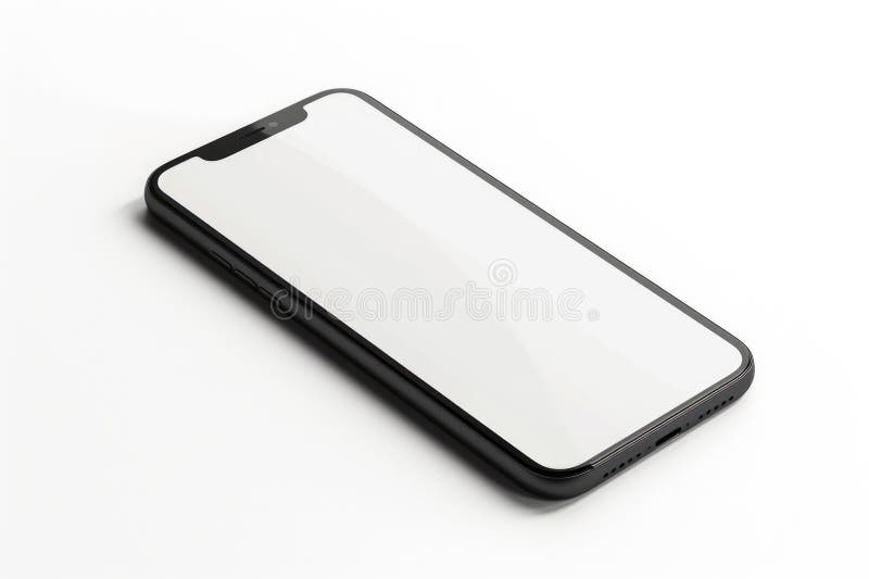 A Black and White Phone Placed on a White Surface Stock Photo - Image ...