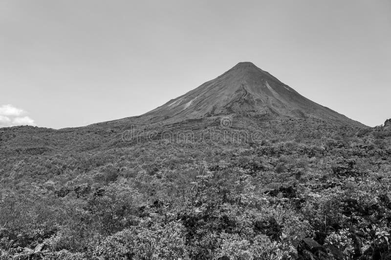 Black and White Photo of the Arenal Volcano Stock Photo - Image of ...