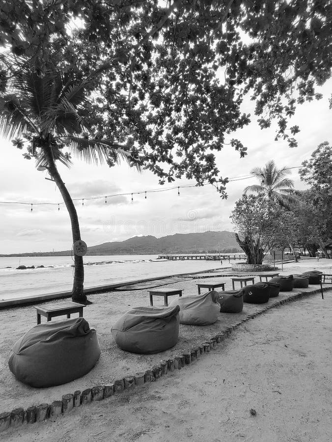 Black and White Photo of a Beautiful Seating Pattern View at the Beach ...