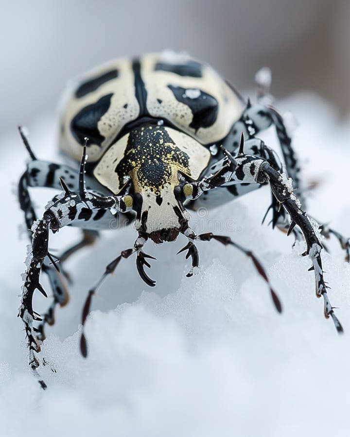 A Close Up of a Bug on a Snow Covered Surface Stock Illustration ...