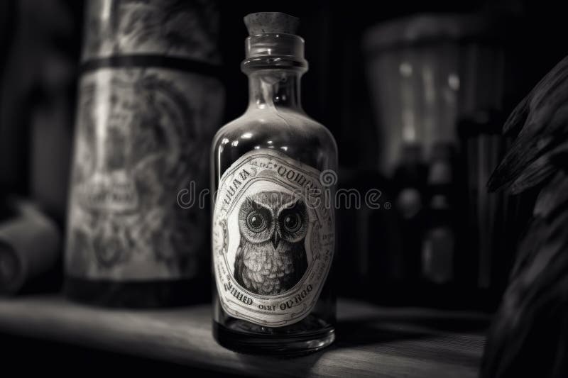 A Black and White Photo of a Bottle of Alcohol. Generative AI Image ...