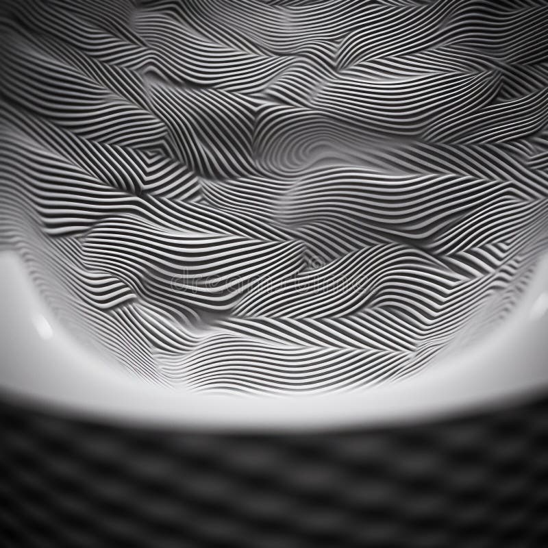A Black and White Photo of a Bowl with Waves, AI Stock Image - Image of ...