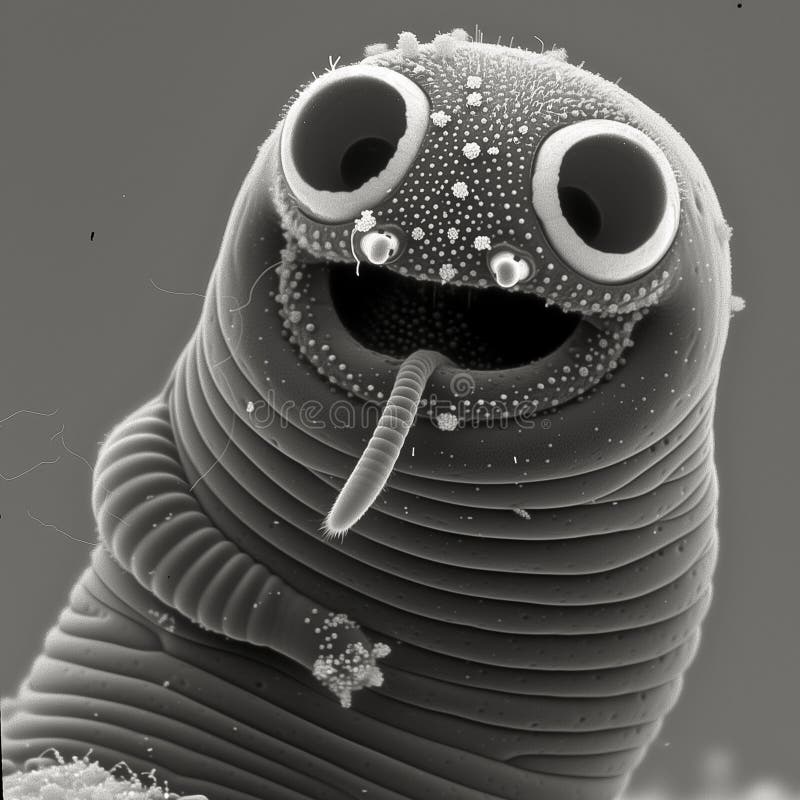 A Black and White Photo of a Bug with Googly Eyes Stock Illustration ...