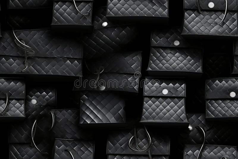 Black and White Photo of a Bunch of Black Purses Stock Illustration ...