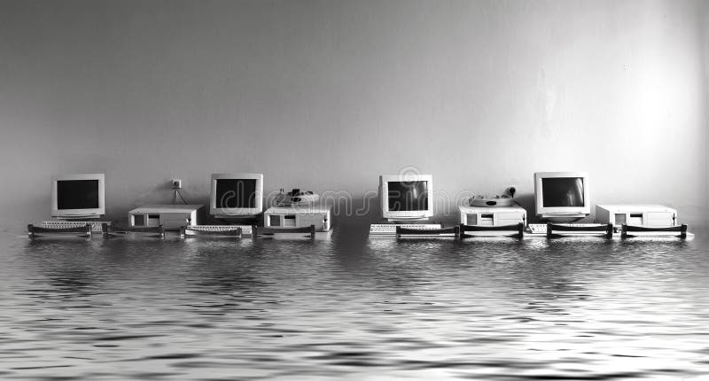 Flood in the Office with Computers Stock Image - Image of casual ...