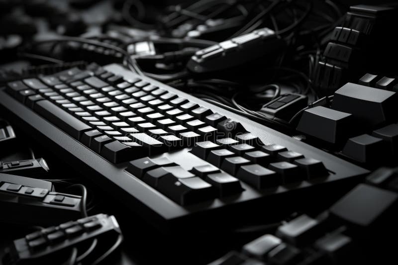 A Black and White Photo of a Computer Keyboard. Suitable for Technology ...