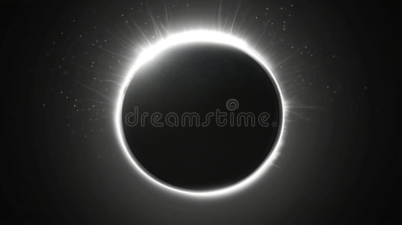 A Black and White Photo of a Eclipse Stock Illustration - Illustration ...