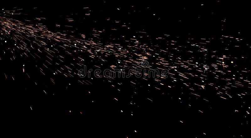 A Black and White Photo of a Firework Trail with Many Small Sparks ...