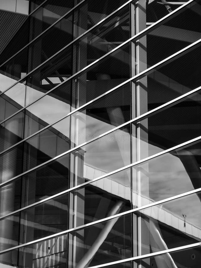 Fragment of a Building with Large Glass Windows Stock Image - Image of ...