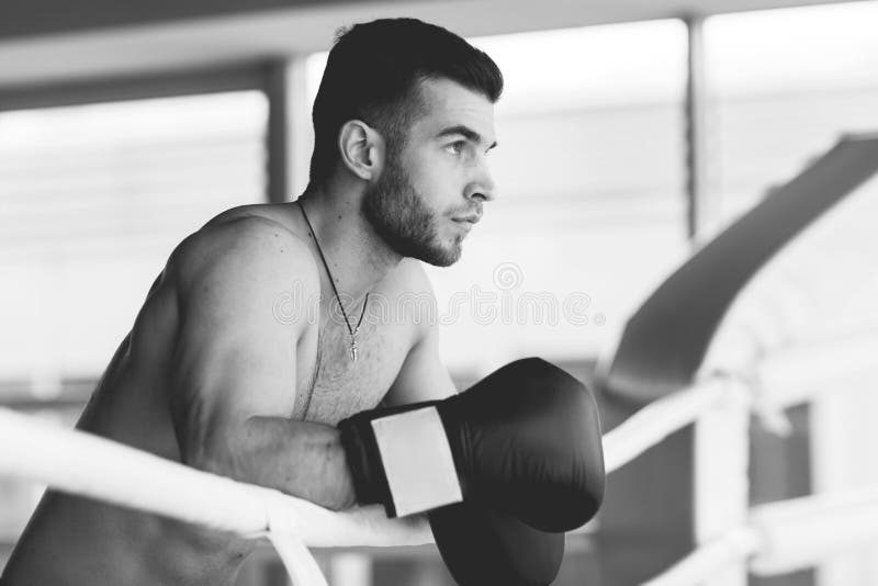 Black-white Photo of Handsome Boxer Stock Photo - Image of boxing ...