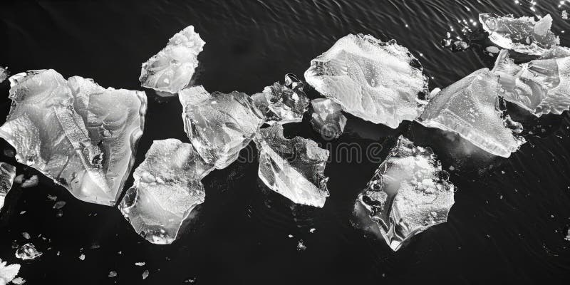 Black and White Photo of Ice Chunks in Water. Suitable for Nature and ...