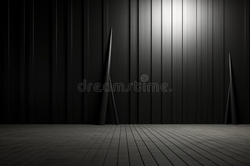 A Black and White Photo of Imaginary Empty Stage. Stock Illustration ...
