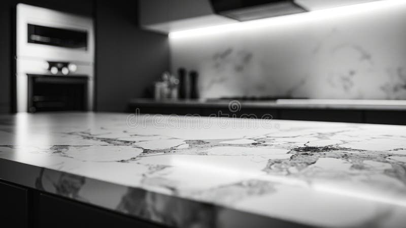 A Black and White Photo of a Kitchen Counter. Suitable for Various ...
