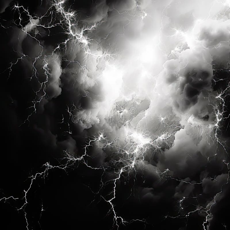 Black and White Photo of Lightning Storm in a Misty Gothic Style Stock ...