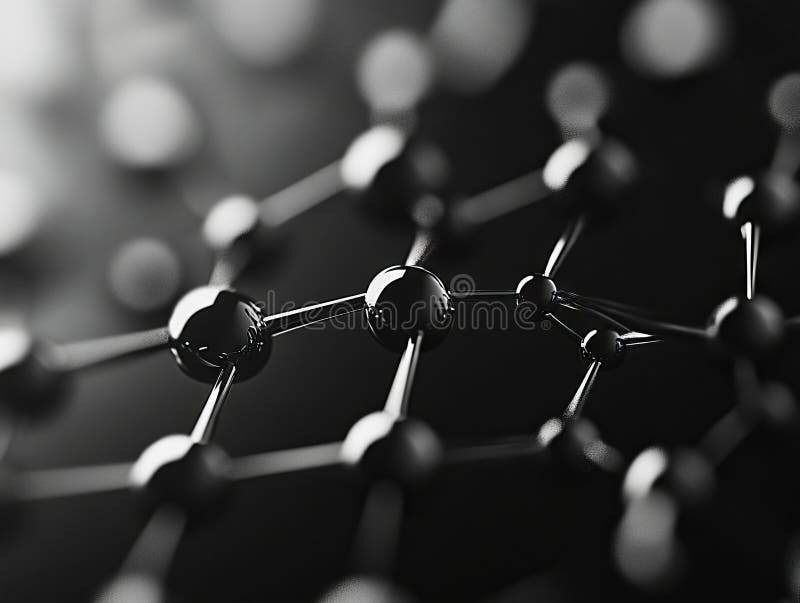 A Black and White Photo of a Molecular Model of a Molecule Stock Photo ...