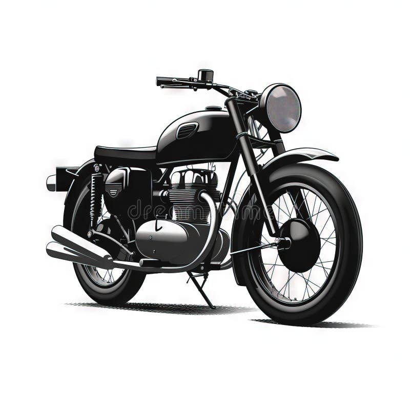 A Black and White Photo of a Motorcycle on a White Background with a ...