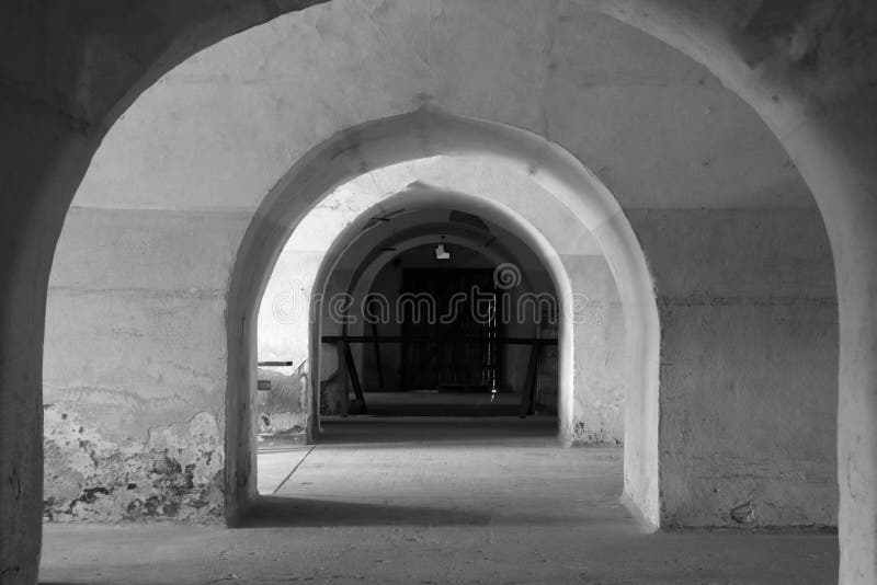 Black and White Photo. Old Structures Made of Concrete. Stock Photo ...