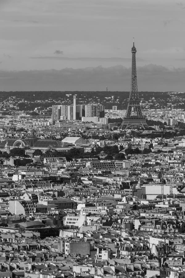 Black and White Photo of Paris with Eiffel Tower Stock Image - Image of ...